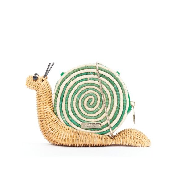 kate spade | Bags | Kate Spade Spring Forward Wicker Snail Green Raffia ...